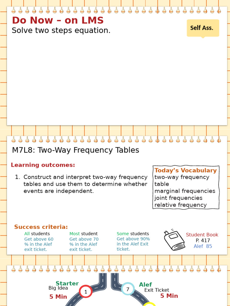 M7L8 Two-Way Frequency Tables | PDF | Applied Mathematics
