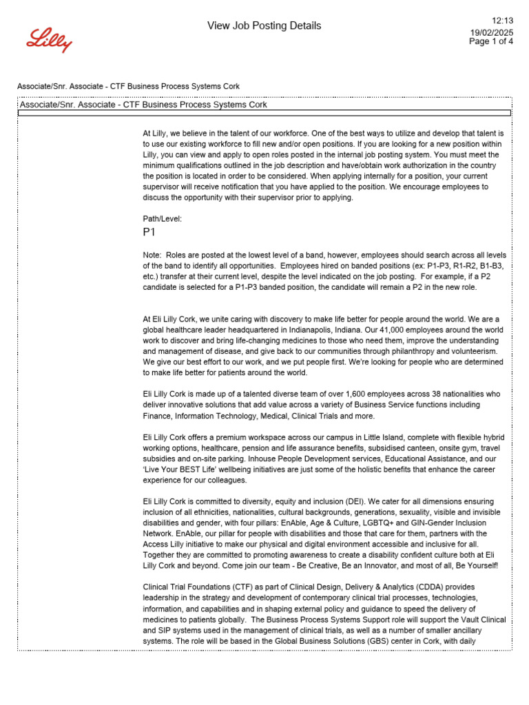 Associate/Snr. Associate - CTF Systems Role | PDF | Disability | Skill