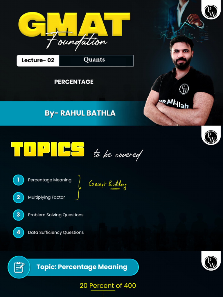 Quants 02 - Class Notes - GMAT Foundation 2024 | PDF | Percentage | Taxes