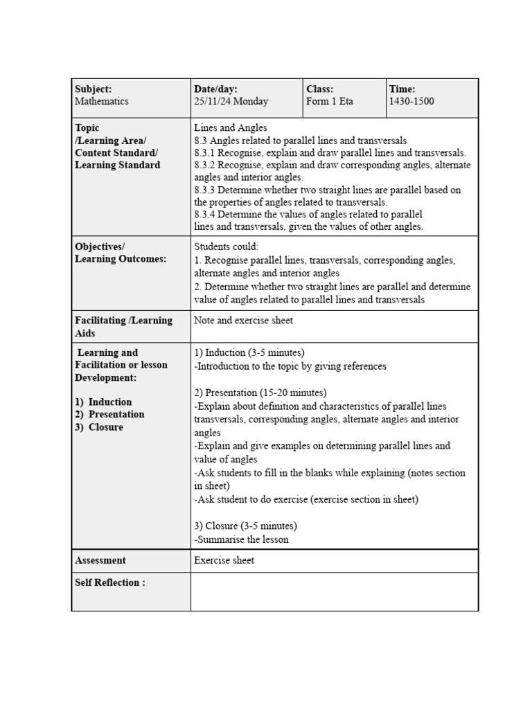 Lesson Plan Template | PDF | Euclid | Classical Geometry