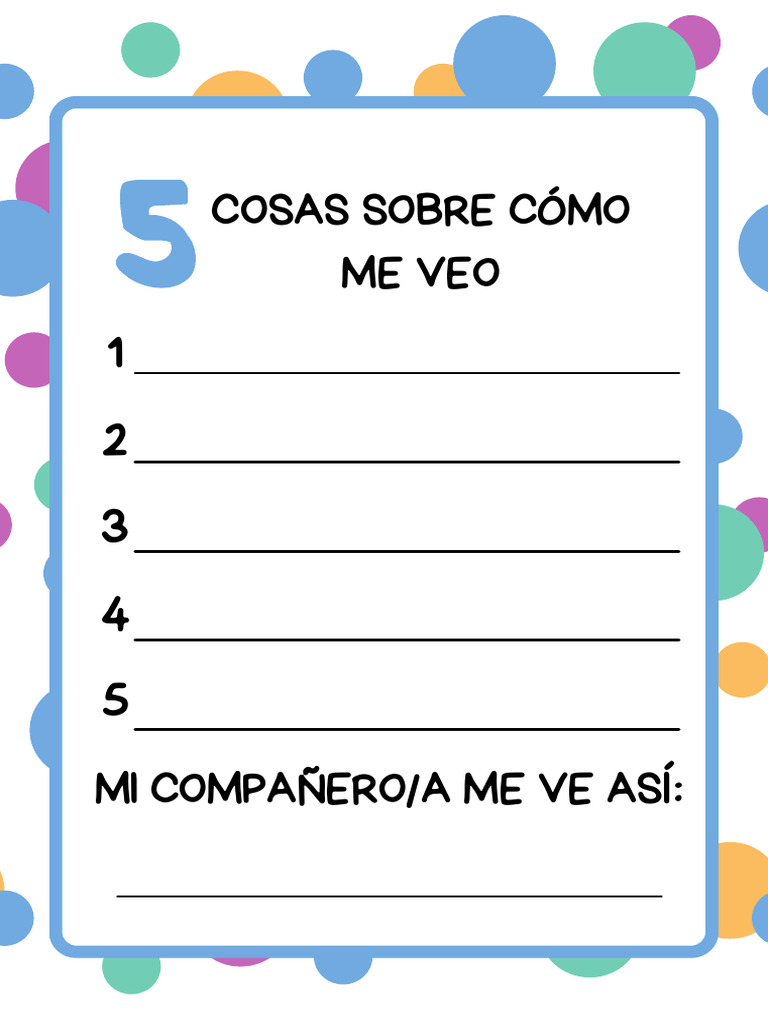 Circles Five Things I Like About Myself | PDF