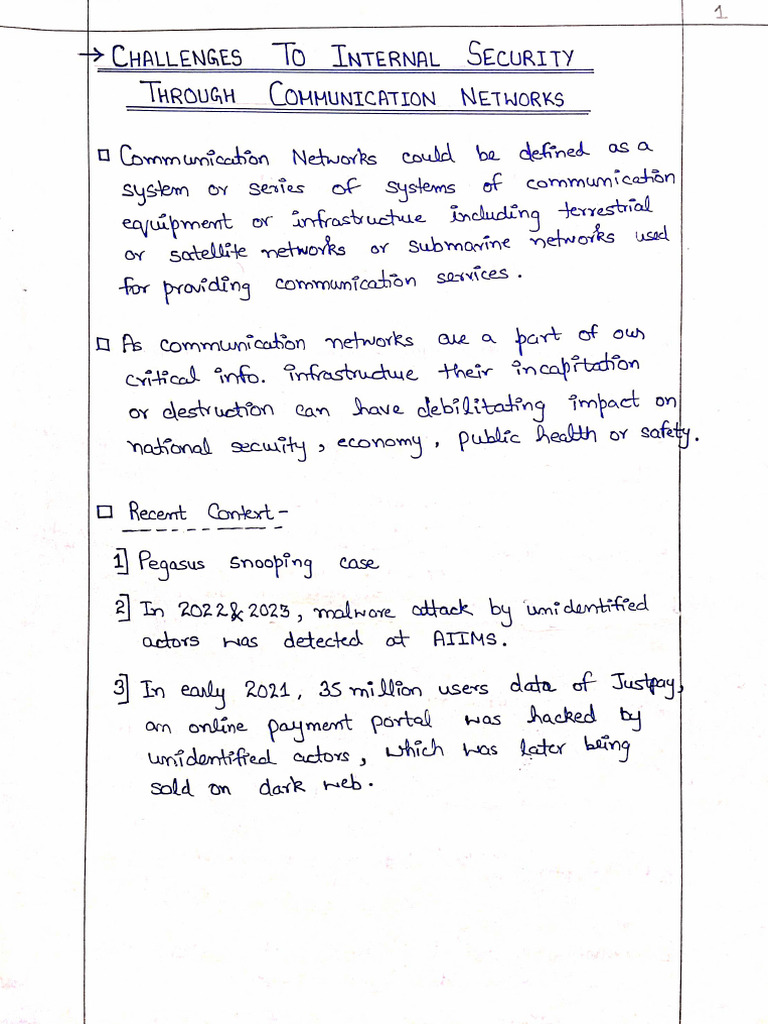 Challenges To Internal Security Through Communication Networks | PDF
