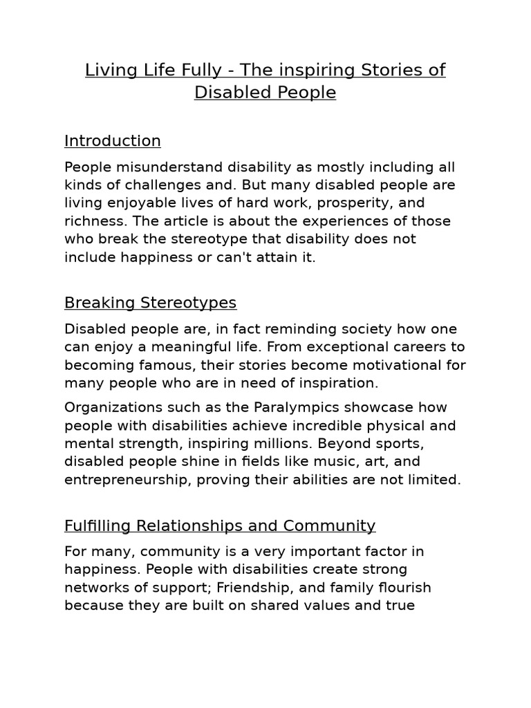 Inspiring Stories of Disabled Achievers | PDF
