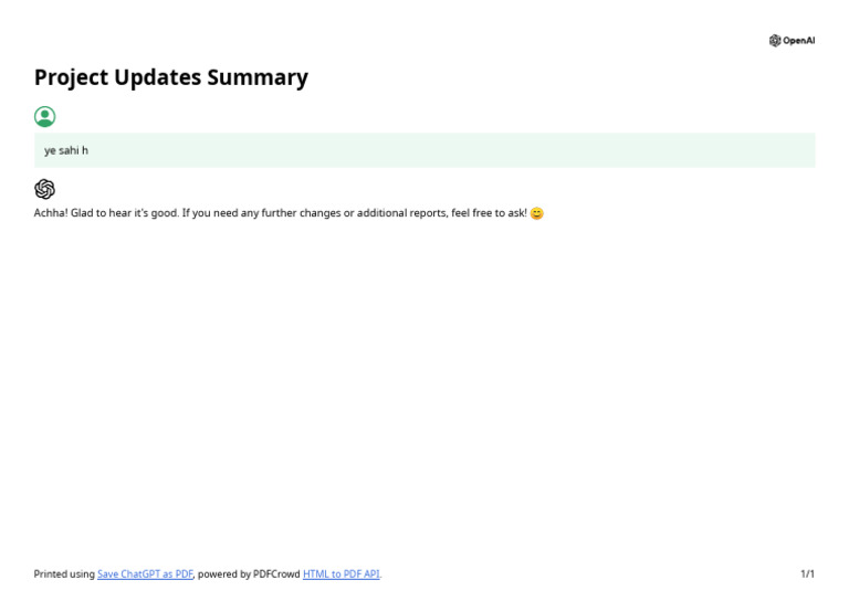 Project Updates Summary | PDF