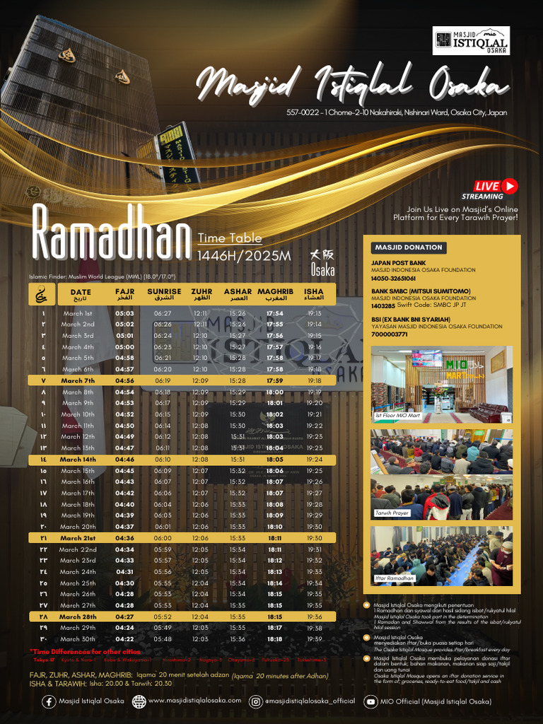 Ramadhan Time Table 2025 | PDF