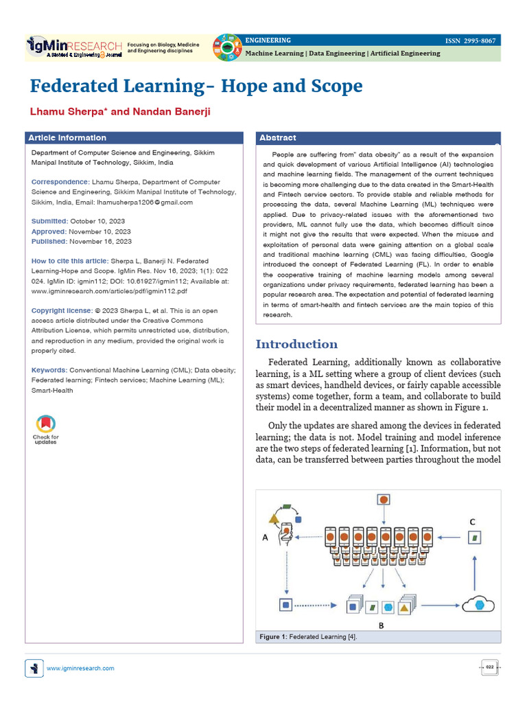 Federated Learning - Hope and Scope | PDF | Open Access | Machine Learning