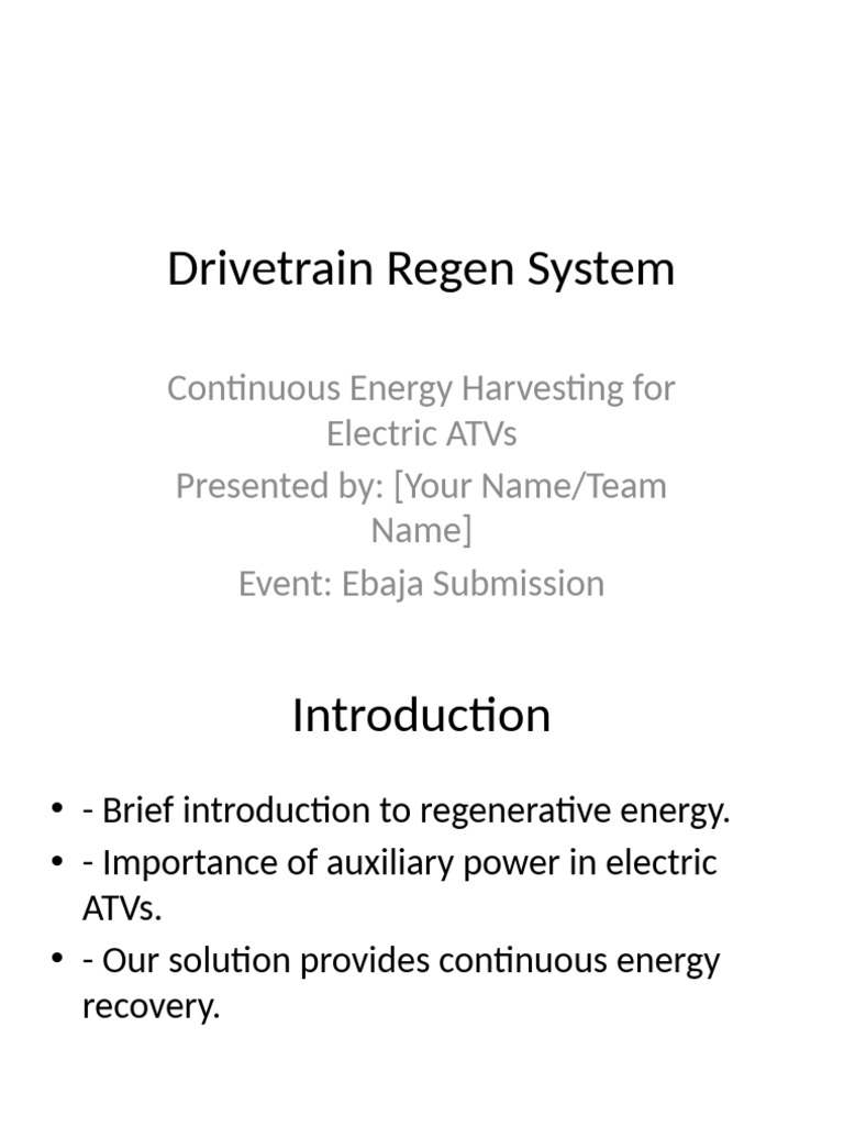 Drivetrain Regen System Presentation | PDF