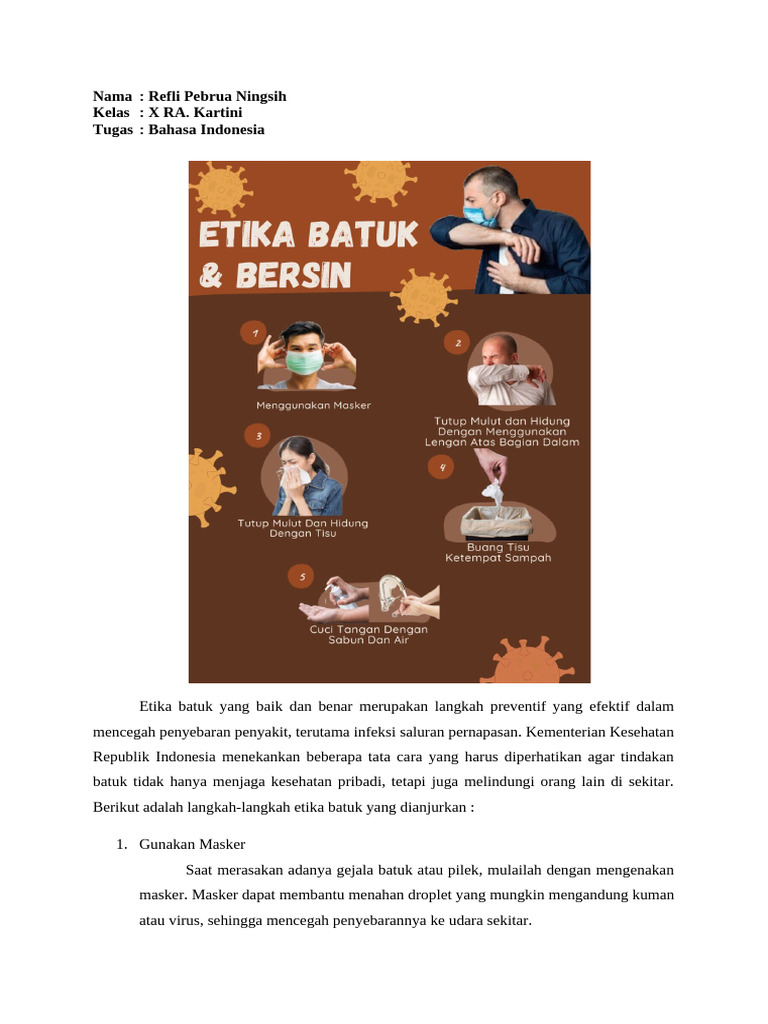 Etika Batuk Dan Bersin Yang Benar | PDF