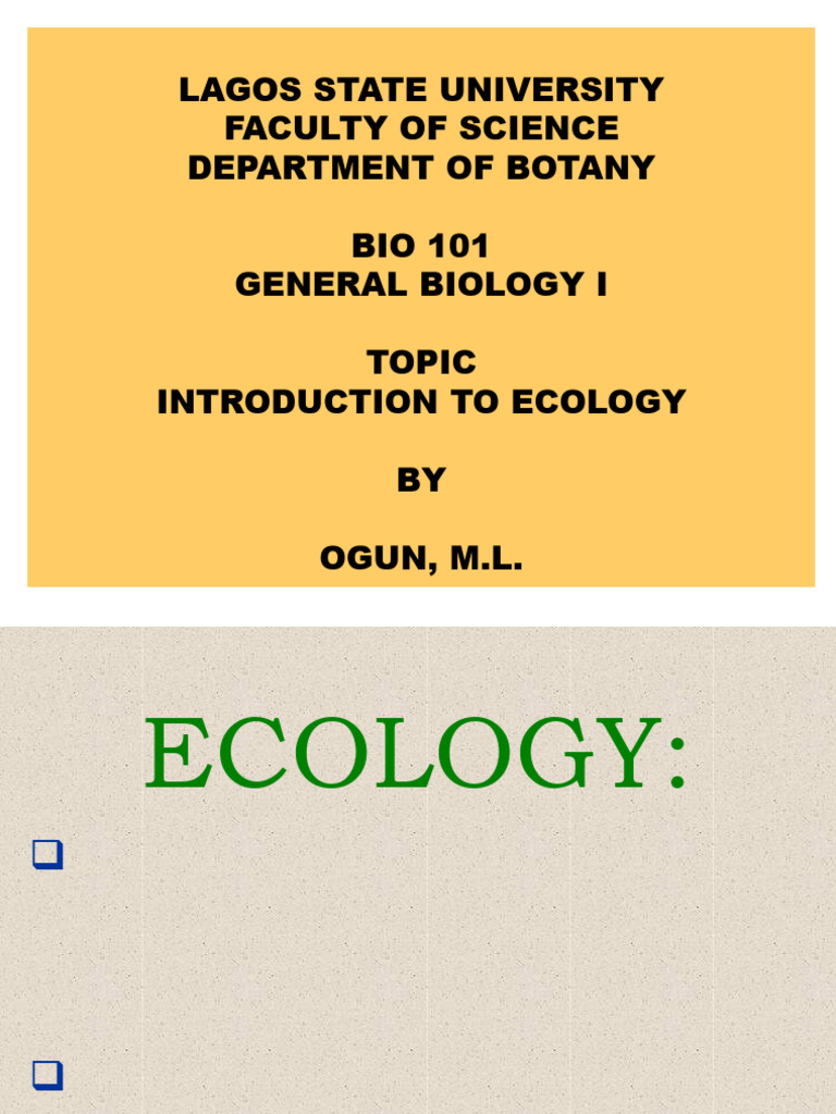 Introduction To Ecology | PDF | Ecosystem | Ecology