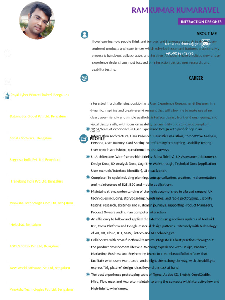 Ramkumar Kumaravel UX 12.5+yrs | PDF | Usability | Innovation