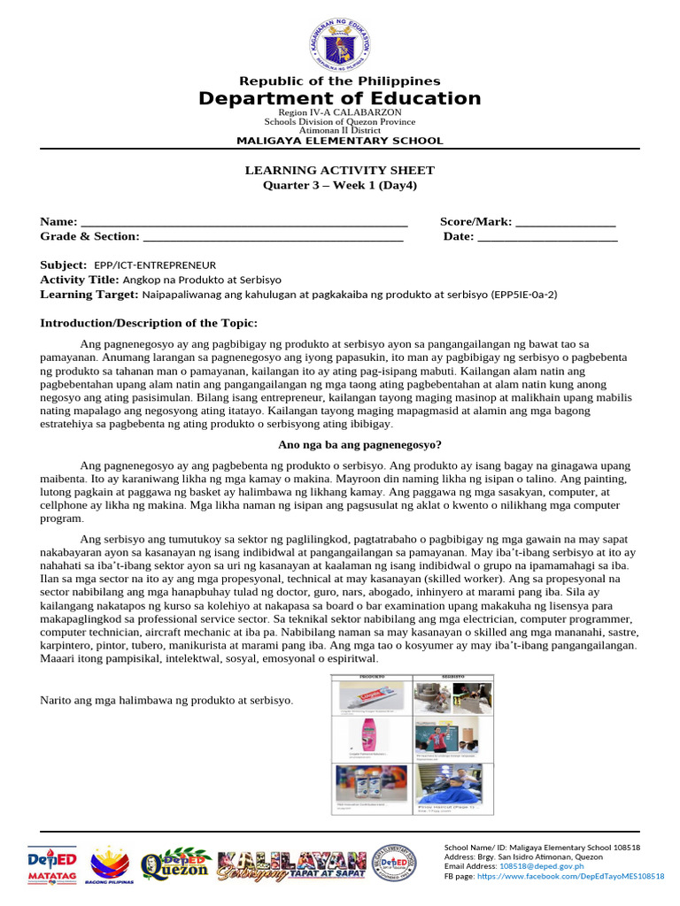 Learners Activity Sheet - EPP | PDF