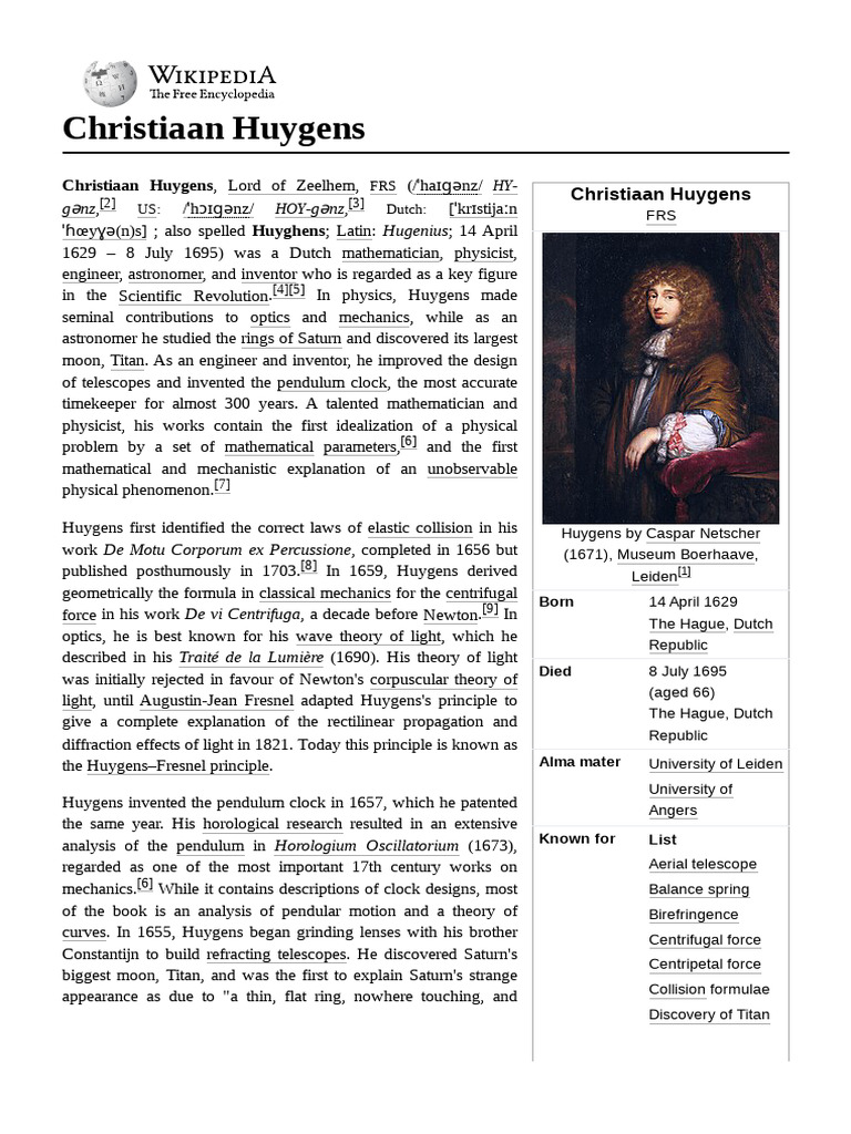 Christiaan_Huygens | PDF | Pendulum