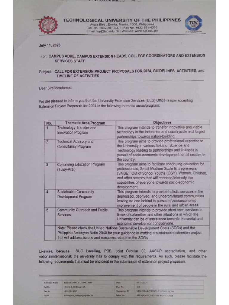 Call For Extension Proposal 2024 | PDF