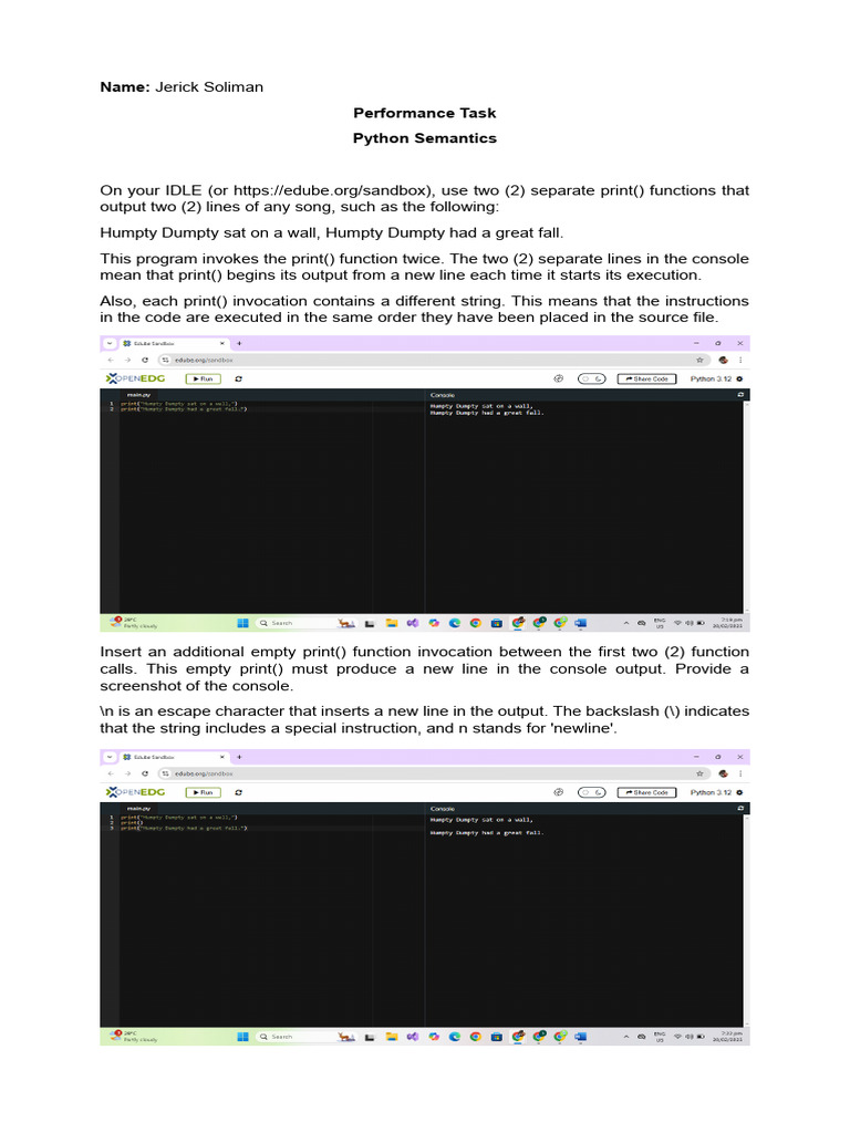 02 Performance Task 1 | PDF