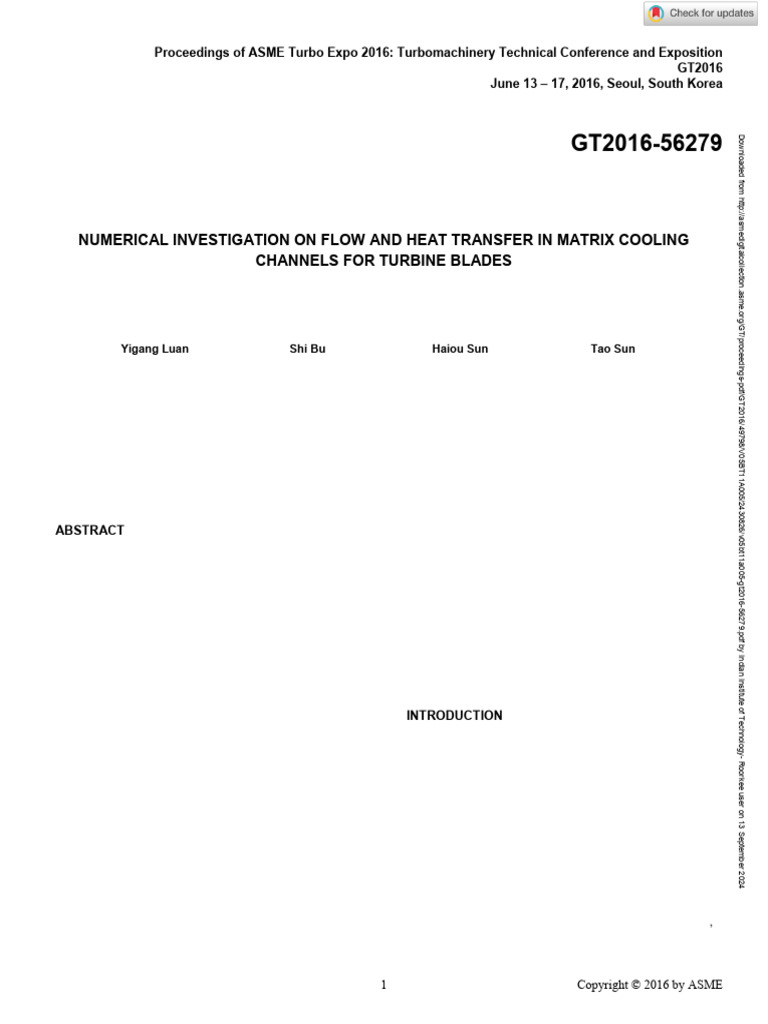 2016 Matrix Cooling Channel | PDF | Heat Transfer | Reynolds Number