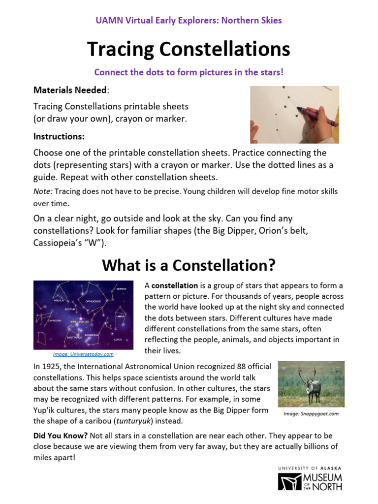 Tracing Constellations Activity | PDF | Constellation | Night Sky