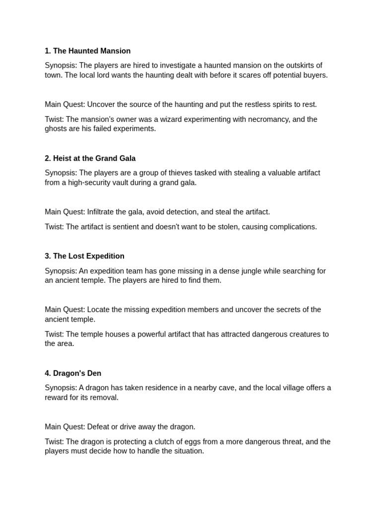 Dnd One Shot Ideas | PDF