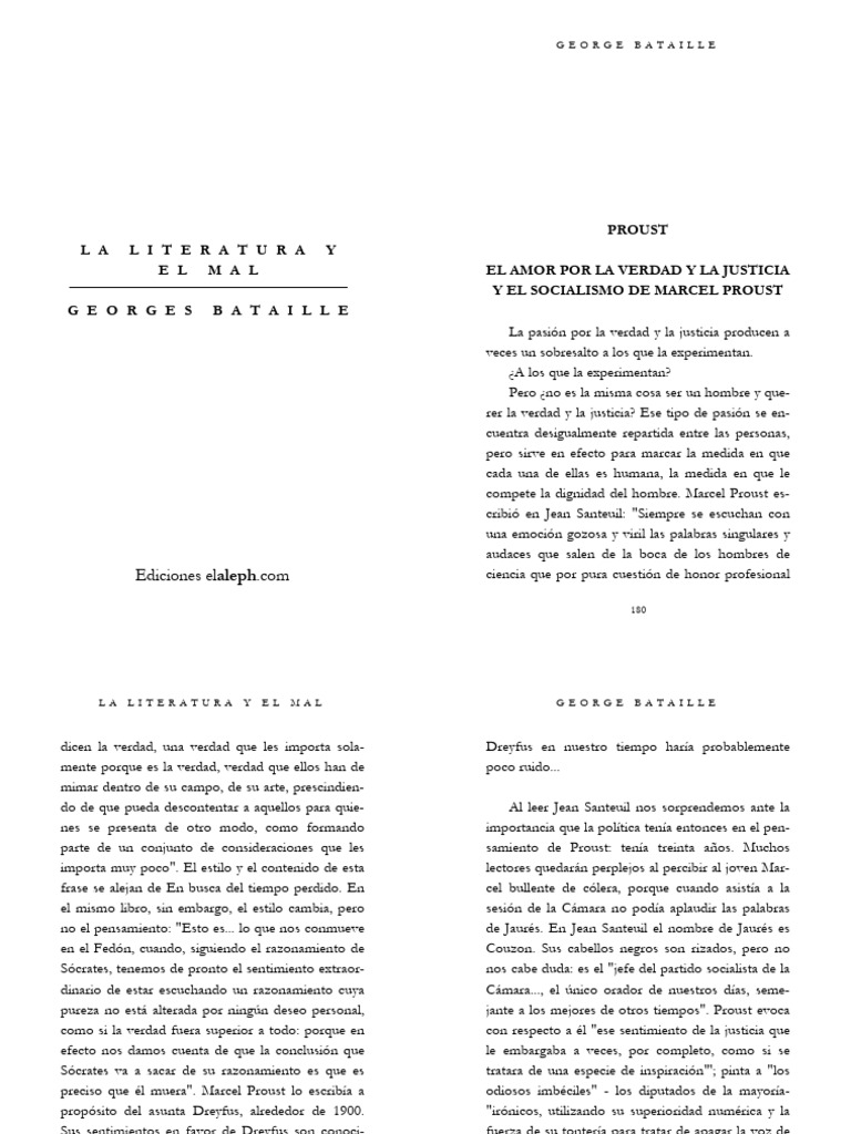 Georges Bataille La literatura y el mal | PDF | Verdad | Marcel Proust
