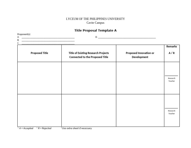 Title Proposal Template A | PDF
