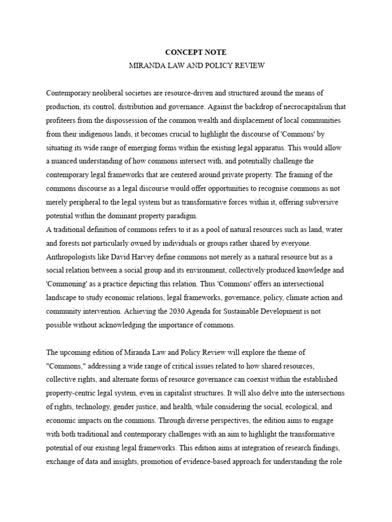 concept note | PDF | Governance | Sustainable Development