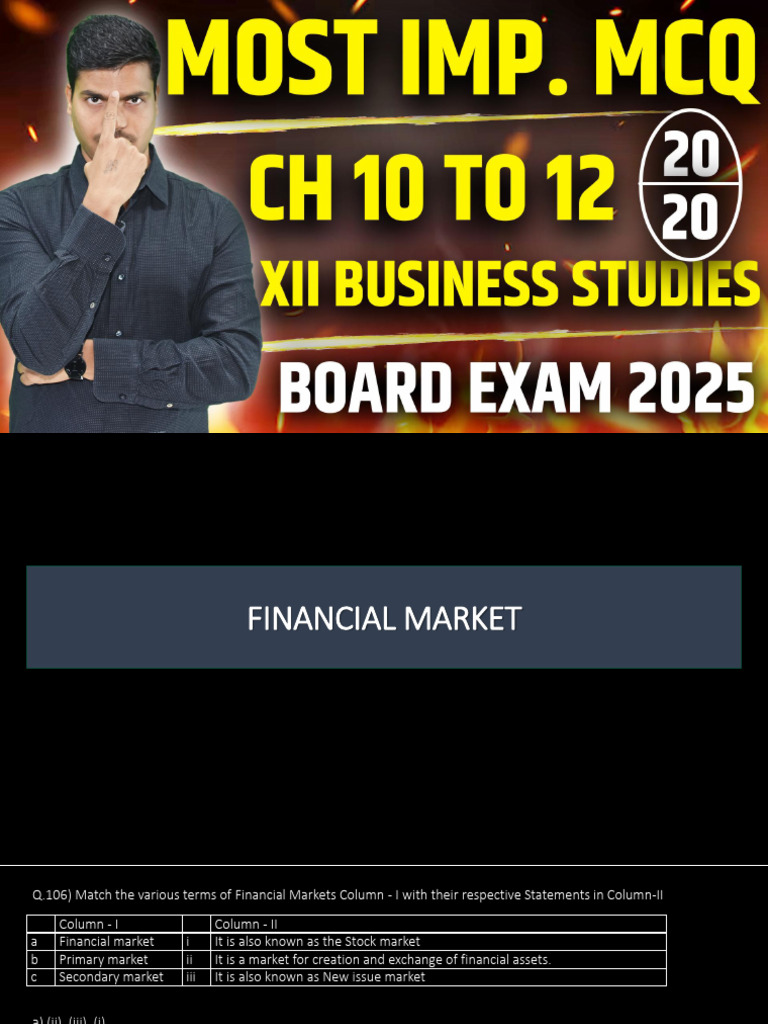 CH 10 To 12 BST Most Imp MCQ | PDF | Securities (Finance) | Marketing