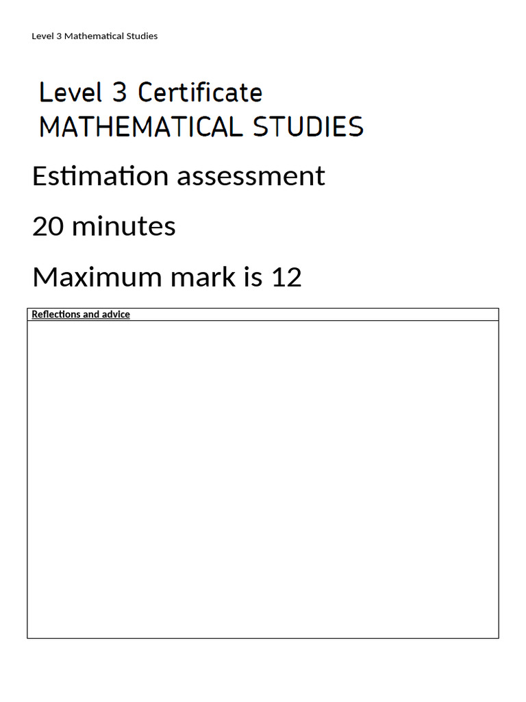 Level 3 Math: Cavity Wall Estimation Guide | PDF