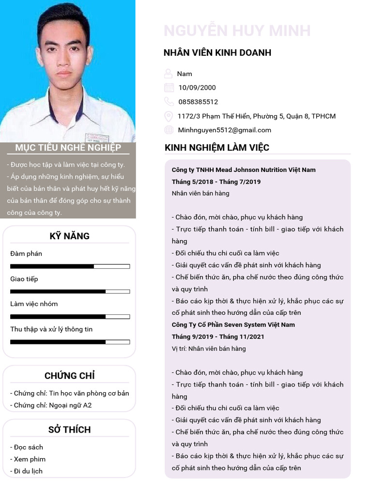 Nguyễn Huy Minh - Work247.Vn | PDF