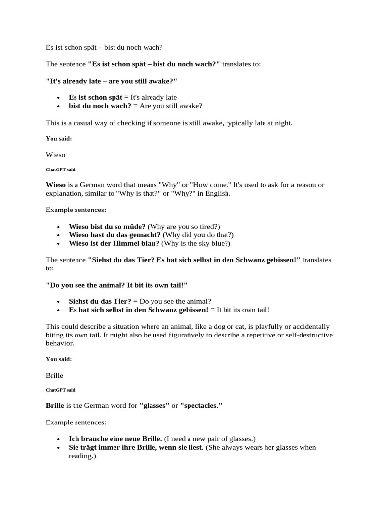 Es Ist Schon Spät | PDF | German Language | Linguistics