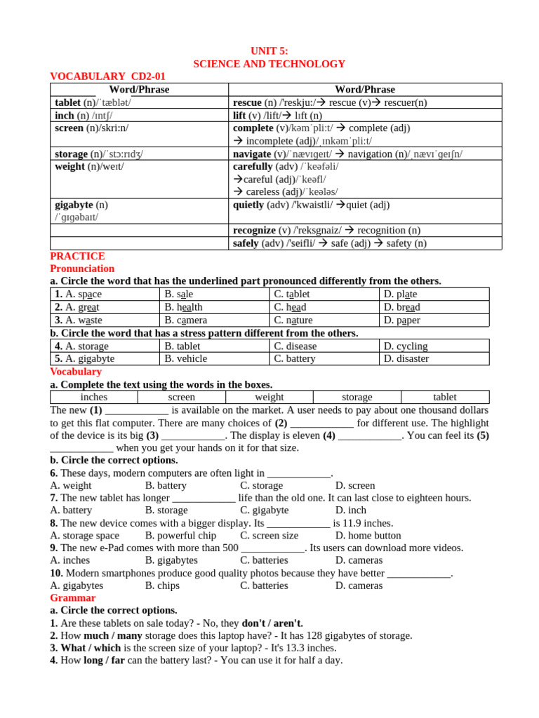 B I Dư NG Ta Smart World 8 Unit 5.science and Techonoly | PDF ...