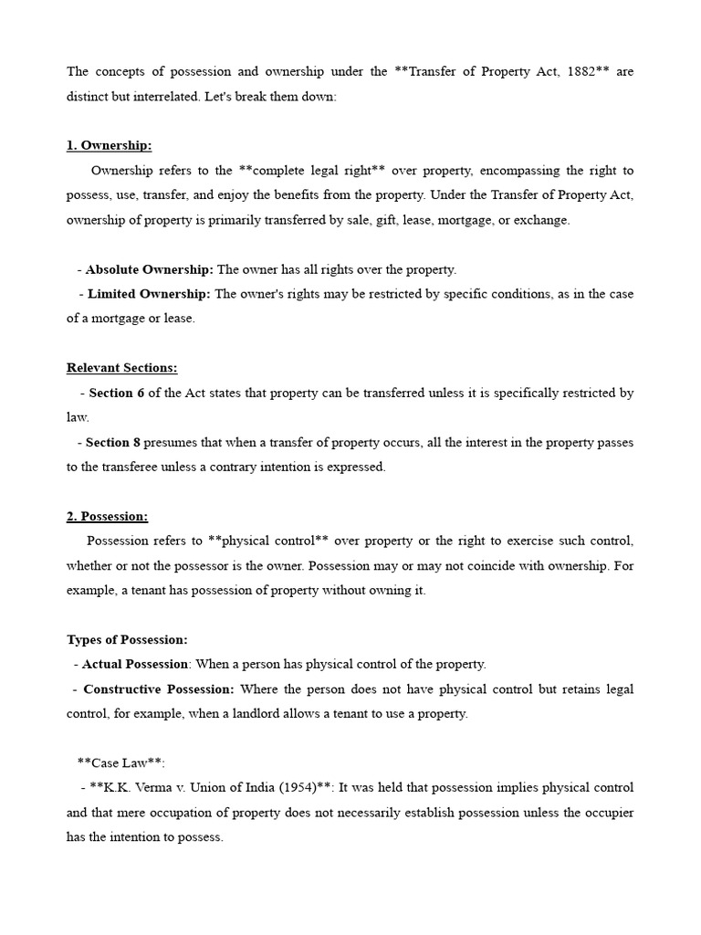 Ownership and Possession | PDF | Lease | Mortgage Law