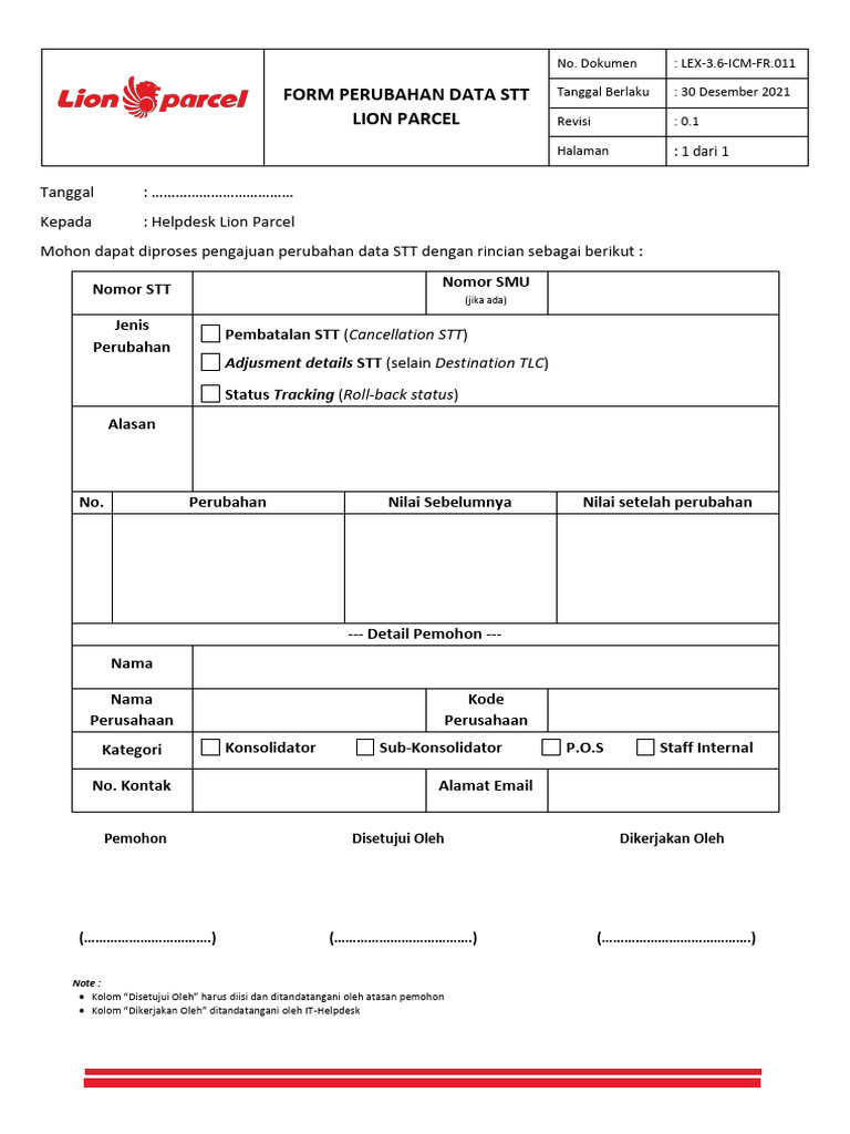 Form Perubahan Data STT | PDF