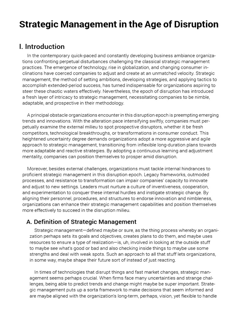 Strategic Management in The Age of Disruption - Humanized | PDF ...