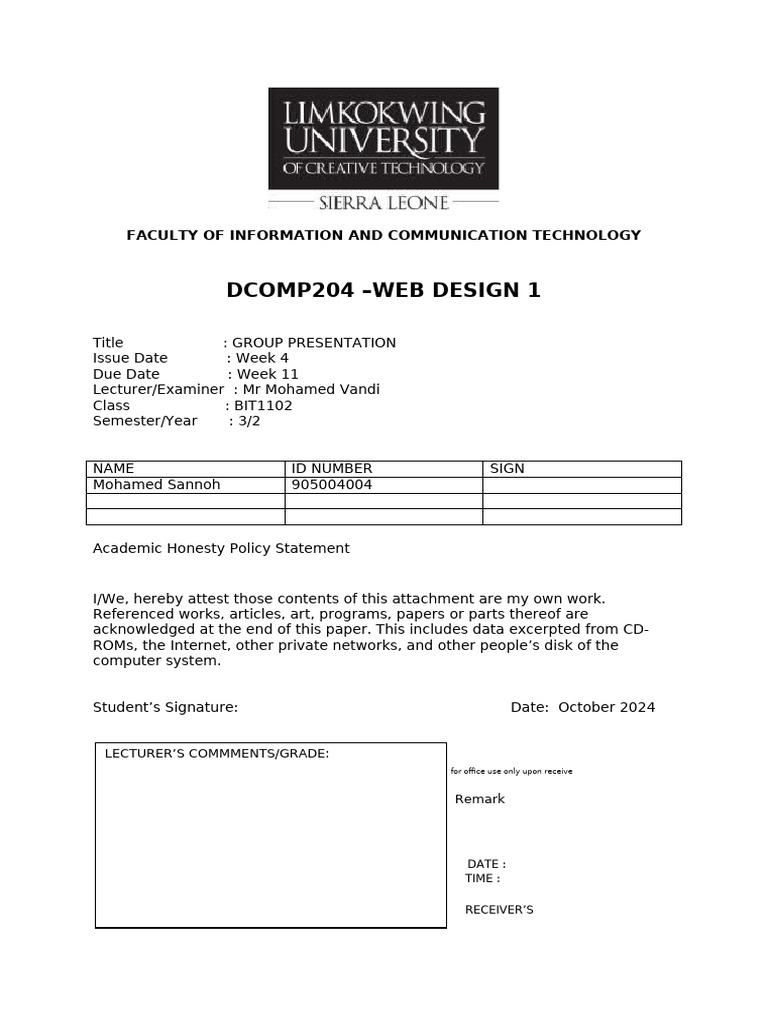 Group Cover Page | PDF