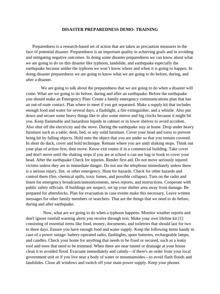 Disaster Preparedness Demo | PDF | Substance Abuse | Landslide