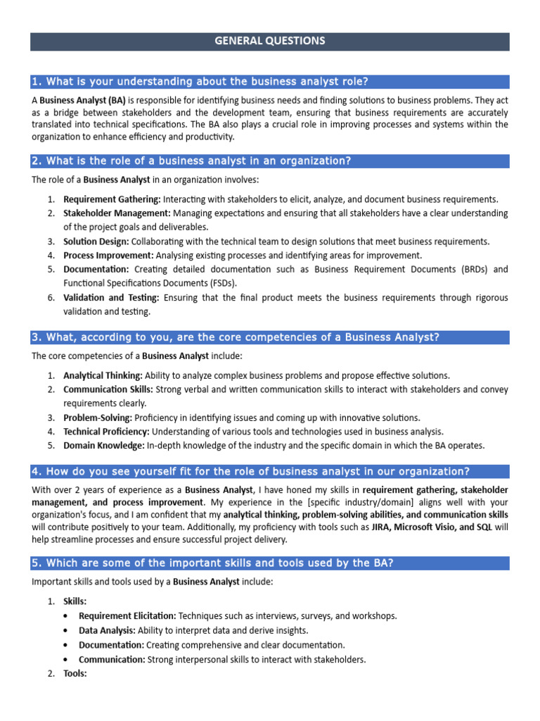 BA Interview Qs - Swapnil Sir | PDF | Software Development Process | Business Analysis