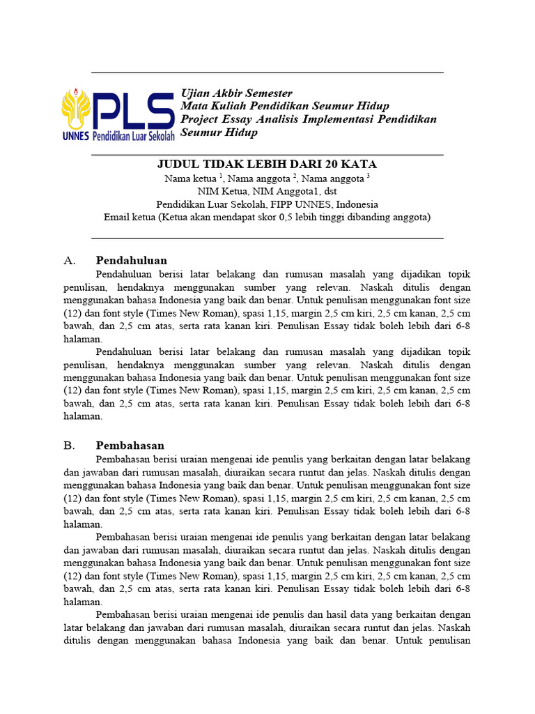 Format Penulisan Esai | PDF