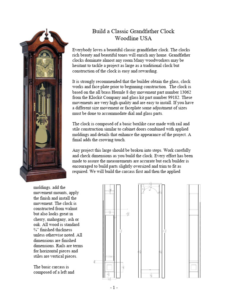 Grandfather Clock Instruction | PDF | Door | Cabinetry