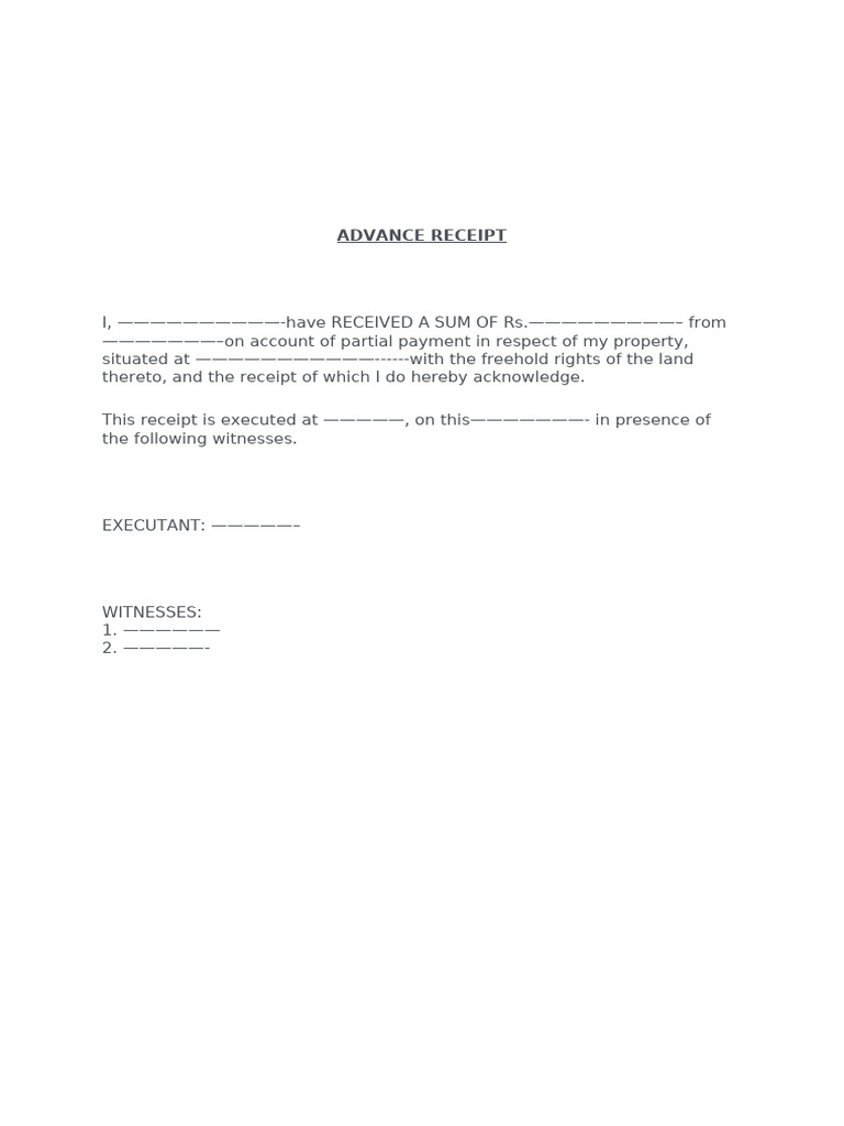 Advance Receipt | PDF