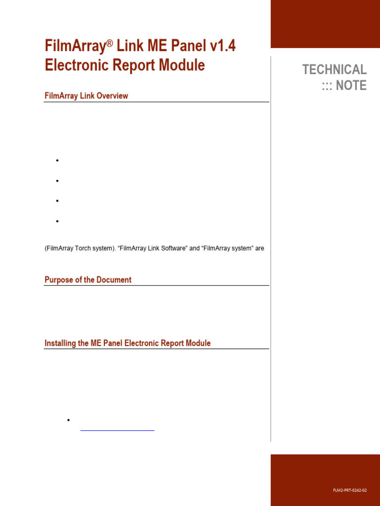FLM2-PRT-0242 FilmArray Link ME Panel v1.4 Electronic Report Module ...