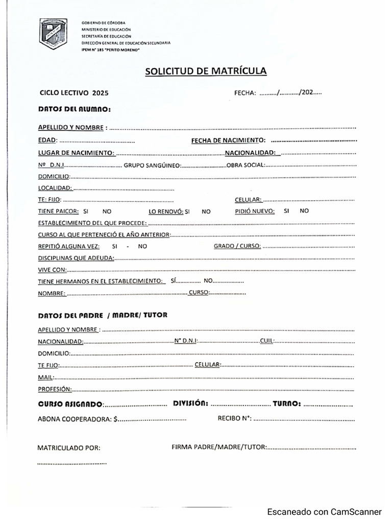 Formularios de Matrícula 2025 | PDF