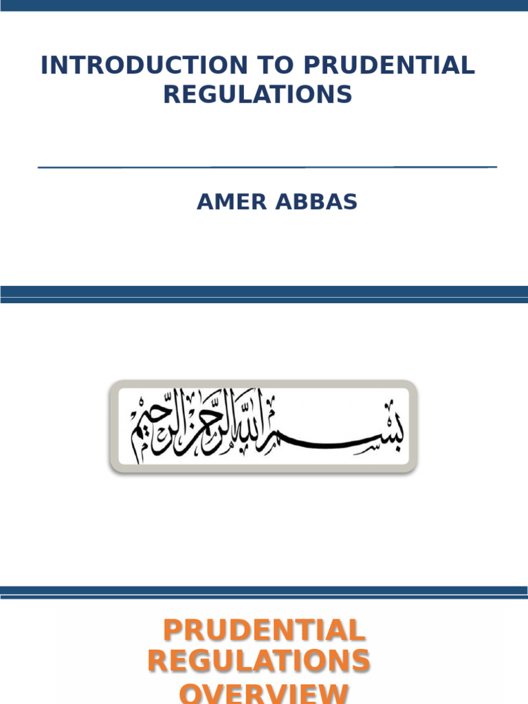 Introduction To Prudential Regulations | PDF | Small And Medium Sized Enterprises | Banks