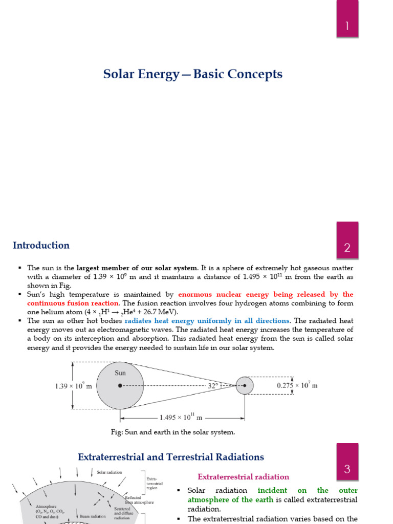 L-I Solar Energy-Basic Concepts | PDF | Angle | Outer Space