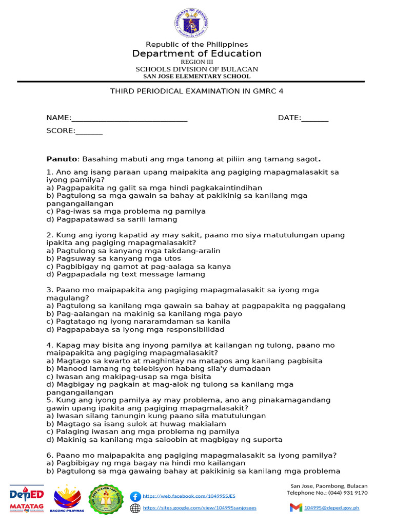 3rd Periodical Test | PDF