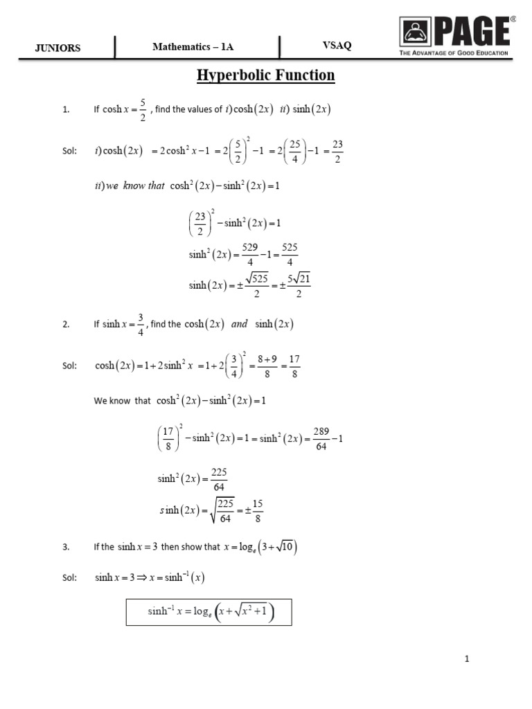 JR Maths - IA VSAQ IMP With Solutions | PDF | Operator Theory | Mathematical Relations