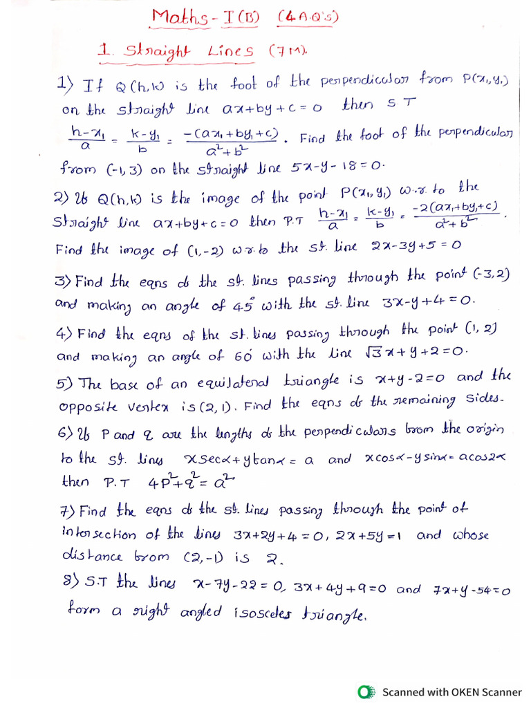 MATHS 1 (B) Important Questions | PDF