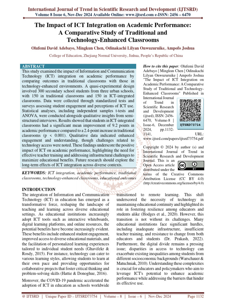 The Impact of ICT Integration On Academic Performance A Comparative ...