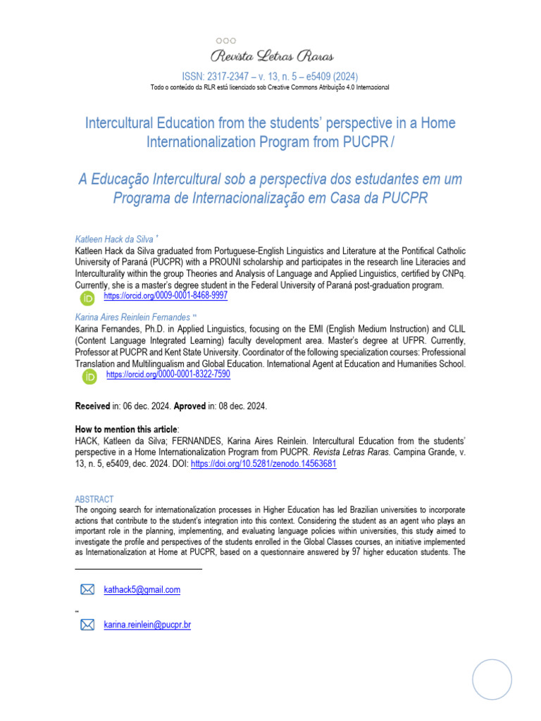 Intercultural Education From The Students' Perspective in A Home ...