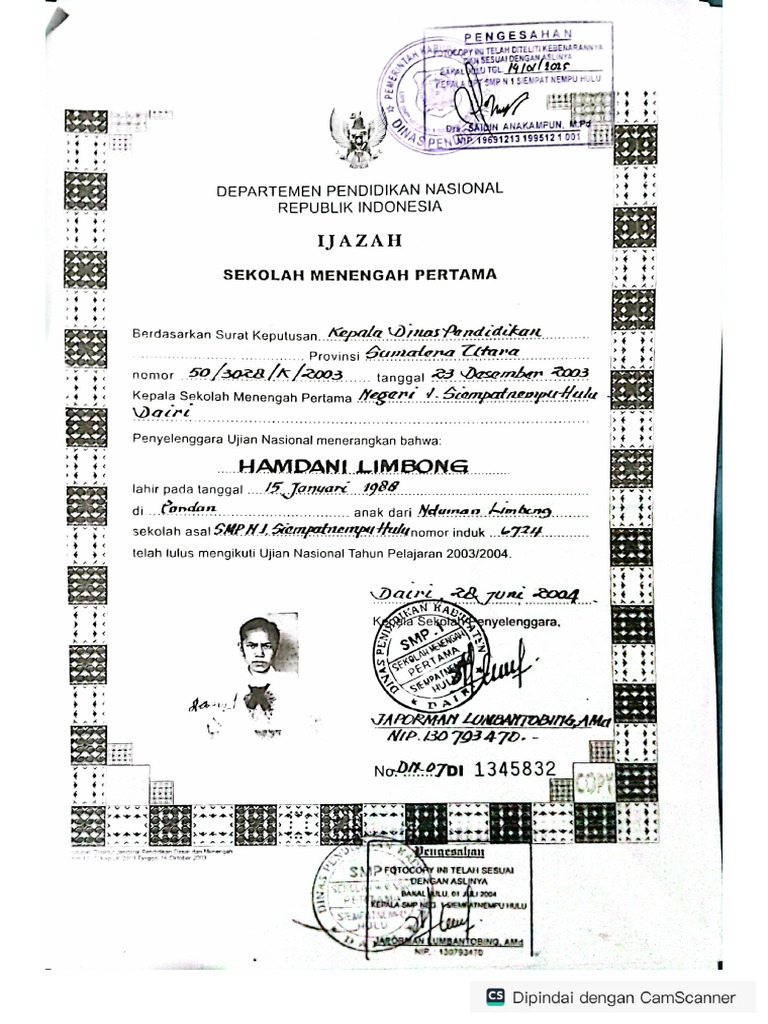 Izasah SMP Hamdani | PDF