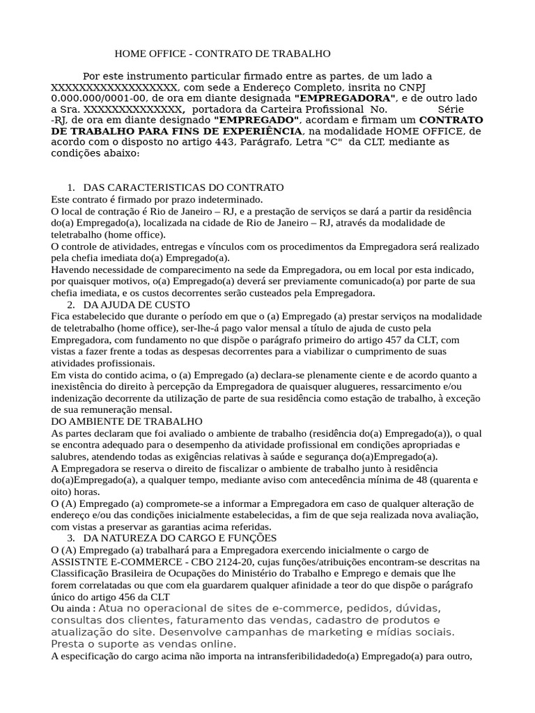 modelo contrato home offie | PDF | Business