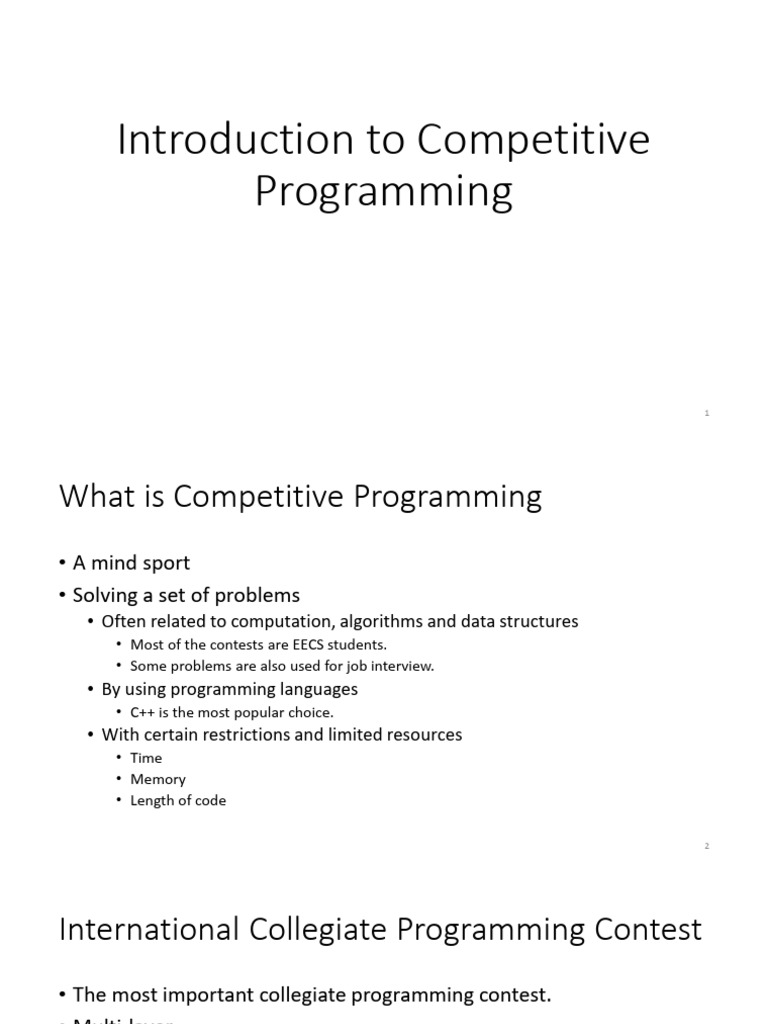 Lec01-Introduction to Competitive Programming | PDF | Computer Programming | Computer Science